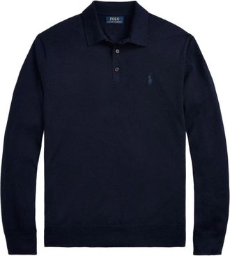 Polo Ralph Lauren Homme, Tops, Bleu, Taille: S Pull en laine &agrave; col polo