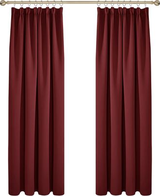 Deconovo Verdunkelungsvorhang Blickdicht Vorhang mit Kräuselband Gardine Wohnzimmer dicke Thermogardine Kälteschutz warm Hitzeschutz, 242x132 cm(HöhexBreite), 