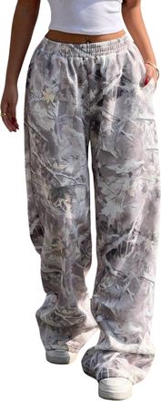 SOLY HUX Damen Hosen Weite Freizeithose mit Taschen Y2K Jogginghose Cargohose Lange Baggy Sporthose Elastische Taille Sweathose Herbst Weiß XS