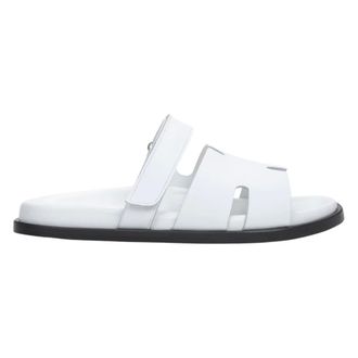 Estro & Luminara Femme, Chaussures, Blanc, Taille: 39 EU Sandales Slides Ajustables en Cuir