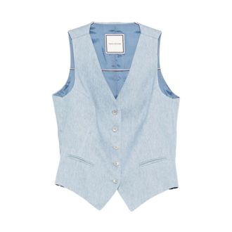 Tagliatore Femme, Vestes, Bleu, Taille: 36 FR Gilet boutonn&eacute; &agrave; col en V