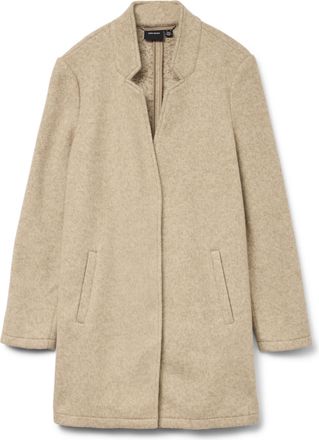 Vero Moda Damen Kurzmantel VMBrushedkatrine lange Damenjacke mit Stehkragen 10231027 Moon Rock Melange XL