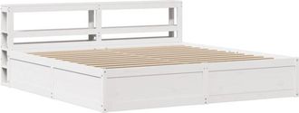 vidaXL Massivholzbett mit Kopfteil Weiß 180x200 cm Kiefer Vidaxl