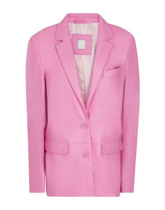 8 by YOOX LEATHER SINGLE-BREASTED OVERSIZE BLAZER