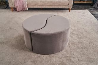 Atelier Del Sofa Elegant Mink Velvet Pouffe, 80 x 40 x 80 cm | 100% Polyester, Sturdy Wooden Body | Modern Design for Home, Hotel & Entertainment Spaces