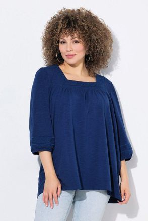 Ulla Popken T-Shirt T-Shirt Stickerei Carr&eacute;-Ausschnitt 3/4-Arm
