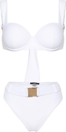 Noire Swimwear Nikki Bikini mit Schlangenleder-Optik - Weiß