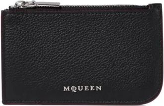 Alexander McQueen Alexander McQueen Portemonnaies - Black Textured Leather Zip Compartment Bag - Gr. unisize - in Schwarz - f&uuml;r Damen