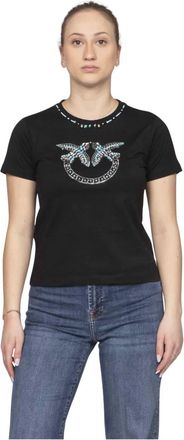 Pinko Pinko, Femme, Tops, Noir, Taille: 38 FR Fidenza T-shirt
