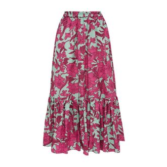 La DoubleJ Femme, Jupes, Multicolore, Taille: 36 FR Jupe Coucher de Soleil Méditerranéen