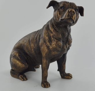 Fiesta Studios Statue Staffordshire Bull Terrier, Bronze-Effekt, Heimdekoration, Haustier-Geschenkidee, Höhe: 15 cm