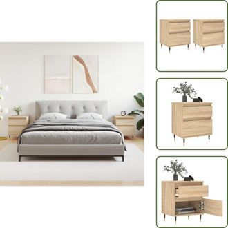 vidaXL The Living Store Nachttische 2 Stk. Sonoma-Eiche 40x35x50 cm Holzwerkstoff - Nachttisch - Wohnzimmerm&ouml;bel - Beistelltisch - Holzwerkstoff