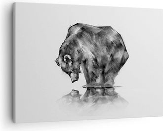 Arttor Bilder auf Leinwand B&auml;r Tier Leinwandbild mit Rahmen 70x50cm Wandbilder Dekoration Wohnzimmer Schlafzimmer K&uuml;che Deko Klein Wanddeko Bild Wand Kunstdr