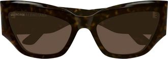 Balenciaga lunettes de soleil BB &agrave; monture g&eacute;om&eacute;trique et logo - Marron