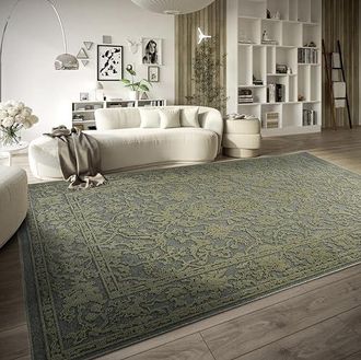 Villeroy & Boch Kurzflor Teppich Ambroise - Moderner Wohnzimmerteppich, Hoch-Tief Effekt, Modernes Muster für Wohnzimmer, Schlafzimmer, Esszimmer - Dschungelgrün, 160