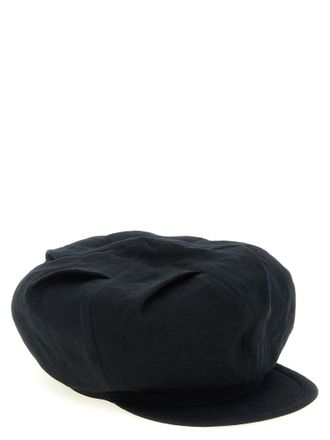 Yohji Yamamoto Mens Black Linen Fatcap Hat