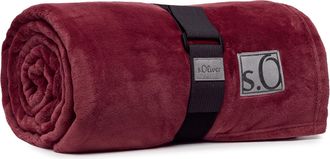 s.Oliver Kuschelsoft Decke 150x200 cm - flauschig, warm & waschbar, Kuscheldecke dunkelrot Uni