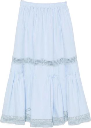 Ermanno Scervino Femme, Jupes, Bleu, Taille: 40 FR Lace-trim Pleated Midi Skirt