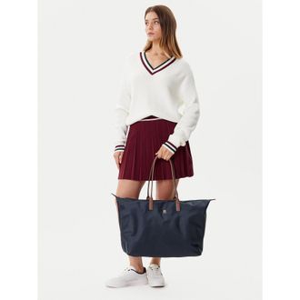 Tommy Hilfiger Handtasche Tommy Hilfiger Popette Maxi Tote AW0AW17996 Dunkelblau