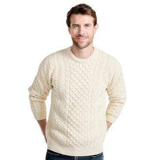 Aran Woollen Mills Pull Sweater, Merino Blanc, XL Homme