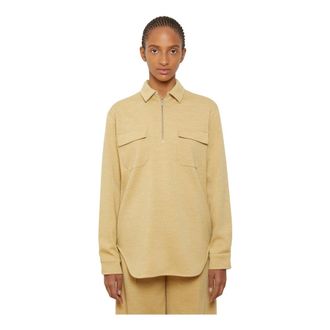 Jil Sander Woll-Halb-Zip-Shirt mit Taschen - - Blouses & Shirts - Damen - Gelb - XS