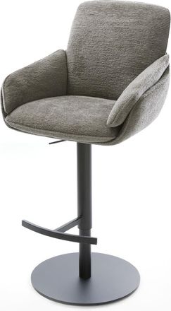 DELIFE Barstuhl Luan-Flex Boucl&eacute; Soft Schlamm Drehfu&szlig; h&ouml;henverstellbar Metall Schwarz, Barst&uuml;hle