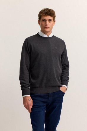 Bugatti Rundhalspullover Regular Fit Basic Essential aus reiner Baumwolle