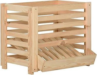 vidaXL Bois de Pin Solide Boîte à Pommes de Terre Boîte de Conservation Conteneur de Stockage Bac de Rangement de Cuisine 60x40x50 cm