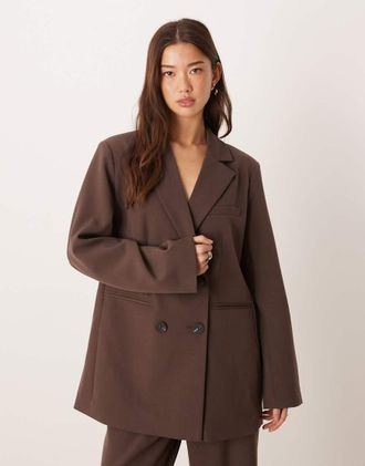 Vero Moda Eleganter, zweireihiger Blazer in Schokobraun, Kombiteil-Brown