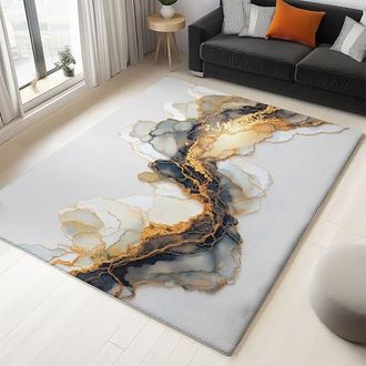 Generic Abstrait Tapis de Salon Lavable 120 x 170 cm, Faible Poil Antid&eacute;rapant Adapt&eacute; &agrave; laspirateur avec Motif Aquarelle Lignes Tapis Chambre pour Commercial 