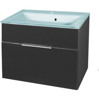 Fackelmann kara Badm&ouml;bel Set 2-teilig 80cm, Anthrazit, Glas Mint, 1 Schubalde-90016145