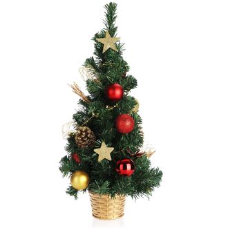 Com-Four Künstlicher Weihnachtsbaum mit Christbaumkugeln - Geschmückter Tannenbaum für die Weihnachtsdekoration - Christbaum für die Deko zu Weihnachten (01 St