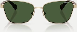 Ralph Lauren lunettes de soleil asym&eacute;triques avec verres verts en or p&acirc;le brillant-Dor&eacute;