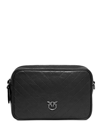 Pinko sac à bandoulière médium en cuir à motif chevron - Noir