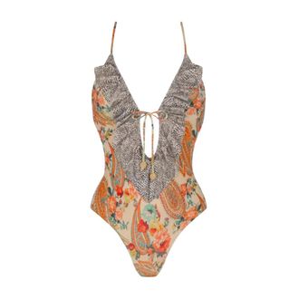 Del Maar Exotischer Einteiler mit V-Ausschnitt - - Swimwear - Damen - Mehrfarbig - XS
