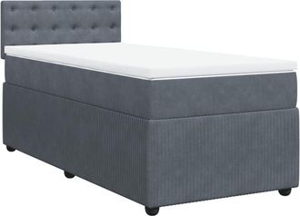 vidaXL Boxspringbett mit Matratze Dunkelgrau 80x200 cm Samt Vidaxl