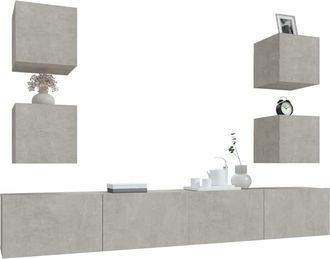 Generic TV Schrank Set(6 oder 7 -TLG.), Wohnwand, Schrankwand, Anbauwand, H&auml;ngeschrank, Lowboard, Fernsehschrank, Wandschrank, TV M&ouml;bel, Holzwerkstoff(Wei&szlig;) (