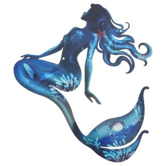 FOMIYES Meerjungfrauen Metallwanddekoration f&uuml;r Garten Terrasse Wetterfeste Wandkunst f&uuml;r Innen und Au&szlig;en Langlebige Wandplakette mit Vorgelochten Befestigung