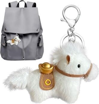 Generico Porte-cl&eacute;s en forme de cheval - pendentif ann&eacute;e de cheval de 10 cm | pendentif en peluche pour sac, pour homme, fille, petit ami, amant, voyage, maiso