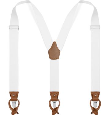 Trendhim Hosenträger Herren - Hosenträger Weiß - Einstellbare Y-Suspender mit Leder & Clips für perfekte Passform
