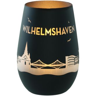 Goodtimes Windlicht Wilhelmshaven Skyline (Schwarz & Silber)