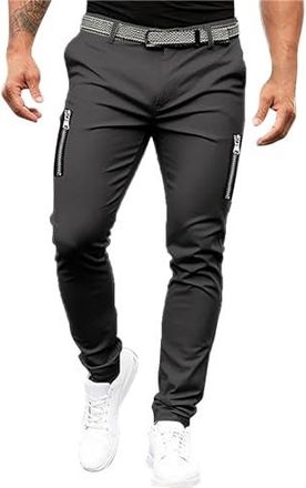 Generic Pantalon chino pour homme - Coupe ajust&eacute;e - Taille et ourlet &eacute;lastiques - Legging avec poches zipp&eacute;es - Pantalon de travail - Couleur unie - Collants 