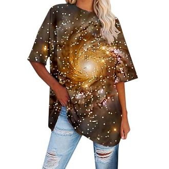 Generic Costume de galaxie pour femme - T-shirt galaxie - Imprim&eacute; graphique - Univers - Ciel &eacute;toil&eacute; - Espace - Carnaval - T-shirt &agrave; manches courtes - Costume 