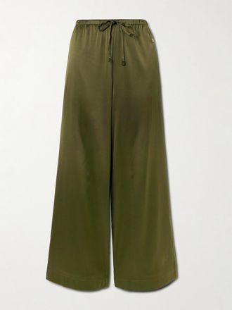 &Eacute;terne Pantalon Large En Satin De Soie M&eacute;lang&eacute;e Brody - Vert