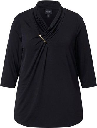 Ulla Popken T-Shirt Slinkyshirt Wasserfallausschnitt Zierspange