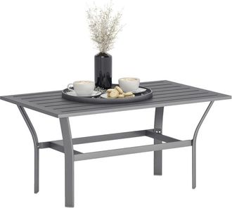 OUTSUNNY Beistelltisch Metall Balkontisch mit Lamellendesign wetterfest Kaffeetisch Gartentisch pflegeleicht Sofatisch Outdoor Tisch f&uuml;r Balkon Garten