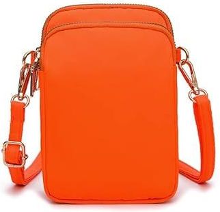 Generic Sac &agrave; bandouli&egrave;re pour t&eacute;l&eacute;phone portable, tissu Oxford imperm&eacute;able, mini sac &agrave; bandouli&egrave;re avec sangle r&eacute;glable, 17 x 11 x 5 cm, Orange, 28 X 12 X 9 