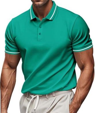 Generic Polo &agrave; manches courtes pour homme - T-shirt de travail respirant - Coupe droite - T-shirt de golf - Polo d&eacute;t&eacute; - Loisirs et l&eacute;ger - Pour homme, vert, 4