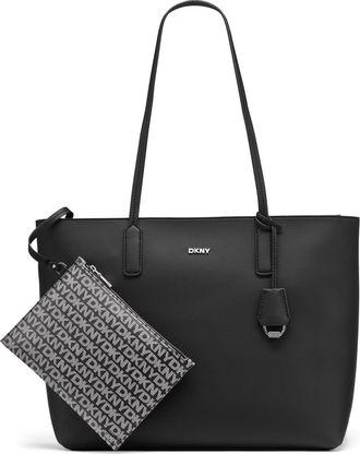 DKNY HANDBAG,SAIGE EW TZ TOTE,BLACK/SILVER,1SZ