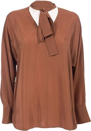 Max Mara Femme, Blouses et Chemises, Brun, Taille: 38 FR Blouse en Cr&ecirc;pe de Chine